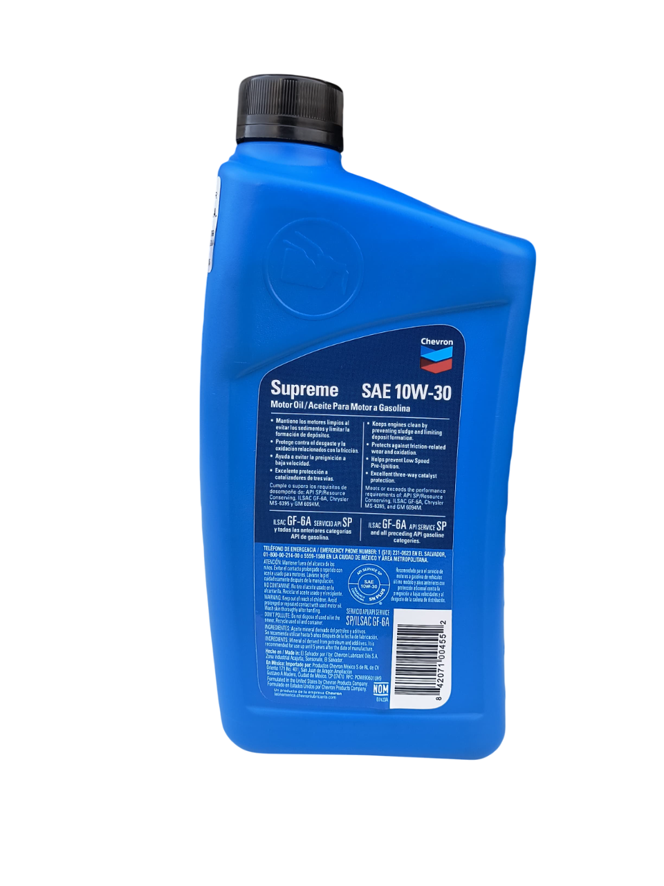 Chevron Supreme 10w-30 | Aceite de motor - QT 1 Lt. | El Paisa Motor
